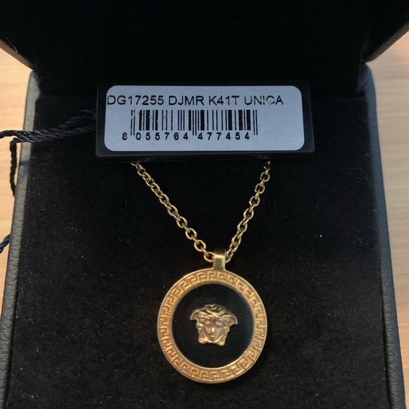 Versace | Jewelry | Nib Versace Medusa Enamel Necklace Menswomens Black ...
